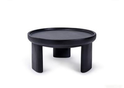 China Black Round Commercial Coffee Table Cafe Lounge Fiberglass Coffee Table for sale