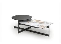 China Modern Commercial Coffee Table Sintered Stone Coffee Table Wood Top Metal Base for sale