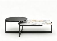 China Modern Commercial Coffee Table Sintered Stone Coffee Table Wood Top Metal Base for sale