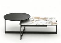 China Modern Commercial Coffee Table Sintered Stone Coffee Table Wood Top Metal Base for sale