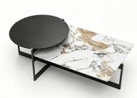 China Modern Commercial Coffee Table Sintered Stone Coffee Table Wood Top Metal Base for sale