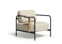 China Commercial Cafe Fabric Lounge Chair Convenient With Beech Wood Tray Metal Frame for sale