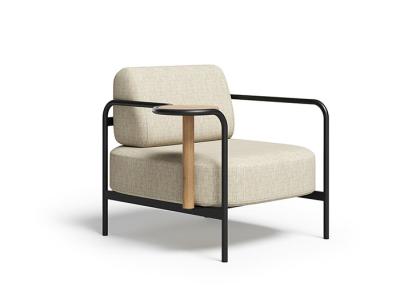 China Commercial Cafe Fabric Lounge Chair Convenient With Beech Wood Tray Metal Frame for sale