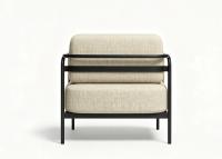 China Commercial Cafe Fabric Lounge Chair Convenient With Beech Wood Tray Metal Frame for sale