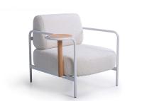 China Commercial Cafe Fabric Lounge Chair Convenient With Beech Wood Tray Metal Frame for sale