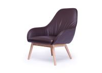 China Genuine Leather High Back Lounge Chair Ash Wood Legs Luxury For Hotel Office for sale