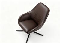China Top Grain Commercial Lounge Chair Brown Leather Swivel Chair 4 Star Base For Bedroom for sale