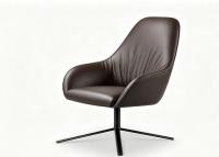 China Top Grain Commercial Lounge Chair Brown Leather Swivel Chair 4 Star Base For Bedroom for sale