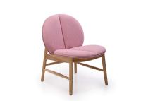 China Modern Round Back Commercial Lounge Chair Ash Wood Base Fabric Accent Armchair for sale