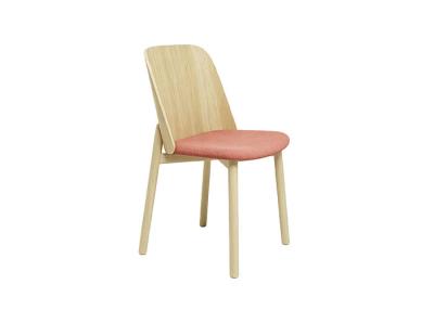 China Armless Restaurant Chair Plywood Back Upholstered Seat Ash Wood Legs For Hotel for sale