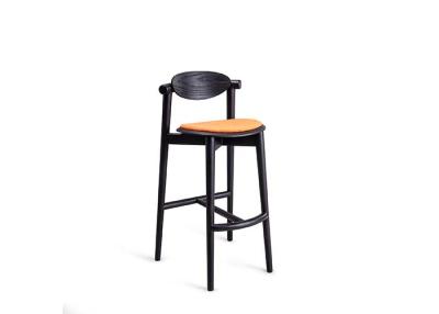 China Upholstered Ash Wood Commercial Counter Stools Black Finish For Hotel Bar for sale