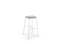 China Backless Bar Stool And Table Wool Upholstered Commercial Bar Stool Ash Bentwood Metal Legs for sale