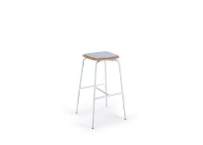 China Backless Bar Stool And Table Wool Upholstered Commercial Bar Stool Ash Bentwood Metal Legs for sale