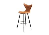 China Regenerated High Back Leather Bar Stool With Black Metal Legs For Bistros for sale