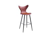 China Regenerated High Back Leather Bar Stool With Black Metal Legs For Bistros for sale