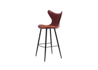 China Regenerated High Back Leather Bar Stool With Black Metal Legs For Bistros for sale
