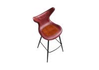 China Regenerated High Back Leather Bar Stool With Black Metal Legs For Bistros for sale