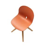 China Swivel Cafe Bistro Chair Nordic PP Seat Ergonomic With Solid Beech Wood Legs for sale