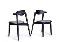 China Ash Wood Padded Restaurant Chair Black Open Paint Cushioned Armless For Cafe for sale