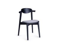 China Ash Wood Padded Restaurant Chair Black Open Paint Cushioned Armless For Cafe for sale