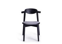 China Ash Wood Padded Restaurant Chair Black Open Paint Cushioned Armless For Cafe for sale