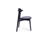 China Ash Wood Padded Restaurant Chair Black Open Paint Cushioned Armless For Cafe for sale