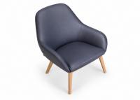 China Full Silicone Leather High Back Lounge Chair Wood Grain Metal Legs For Hotel Office for sale