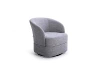 China Barrel Swivel Commercial Lounge Chair Fabric Accent Armchair Metal Base For Hotel for sale