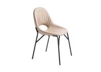China PU Dining Chair With Cutout Ruched Backrest Metal Frame For Executive Dining for sale
