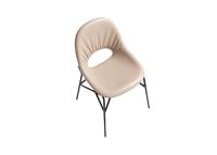 China PU Dining Chair With Cutout Ruched Backrest Metal Frame For Executive Dining for sale