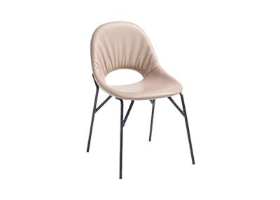 China PU Dining Chair With Cutout Ruched Backrest Metal Frame For Executive Dining for sale