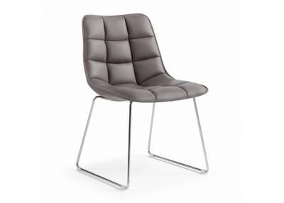 China Tufted PVC Leather Dining Chair With Stainless Steel Frame For VIP Lounge for sale