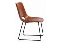 China Modern Crazy Horse PU Leather Upholstered Dining Chair With Metal Frame for sale