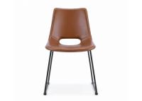 China Modern Crazy Horse PU Leather Upholstered Dining Chair With Metal Frame for sale