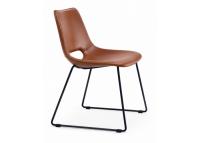 China Modern Crazy Horse PU Leather Upholstered Dining Chair With Metal Frame for sale