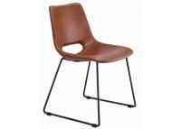 China Modern Crazy Horse PU Leather Upholstered Dining Chair With Metal Frame for sale