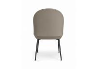 China Modern Taupe PU Leather Dining Chair With Black Metal Legs For Hotel Restaurant for sale