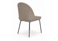 China Modern Taupe PU Leather Dining Chair With Black Metal Legs For Hotel Restaurant for sale