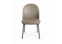 China Modern Taupe PU Leather Dining Chair With Black Metal Legs For Hotel Restaurant for sale