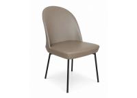 China Modern Taupe PU Leather Dining Chair With Black Metal Legs For Hotel Restaurant for sale