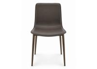 China Modern Dining Chair In Firm Microfiber Leather With Bronze Finish Metal Legs for sale