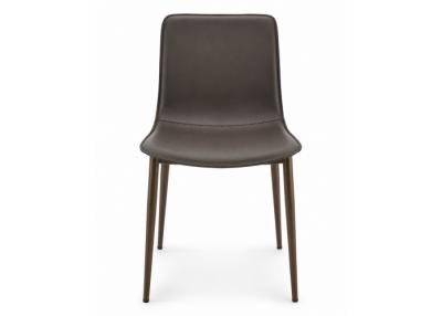 China Modern Dining Chair In Firm Microfiber Leather With Bronze Finish Metal Legs for sale