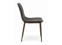 China Modern Dining Chair In Firm Microfiber Leather With Bronze Finish Metal Legs for sale