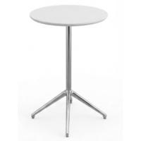 China Modern Round Bar Table With Wood Top And Polished Aluminum Base For Bistro Pub for sale