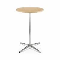 China Round Wood Grain Top Bistro Table Aluminum Base For Bar Hotel Hospitality for sale