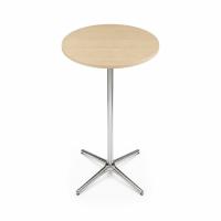 China Round Wood Grain Top Bistro Table Aluminum Base For Bar Hotel Hospitality for sale