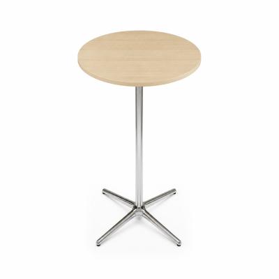 China Round Wood Grain Top Bistro Table Aluminum Base For Bar Hotel Hospitality for sale