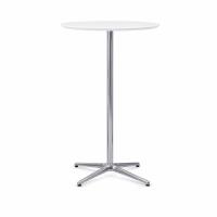 China Round White Powder Coated Bar Table With Polished Aluminum Star Base for sale