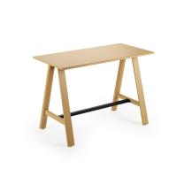 China Modern Wooden Bar Table With Metal Footrest For Restaurant Cafe Spaces for sale