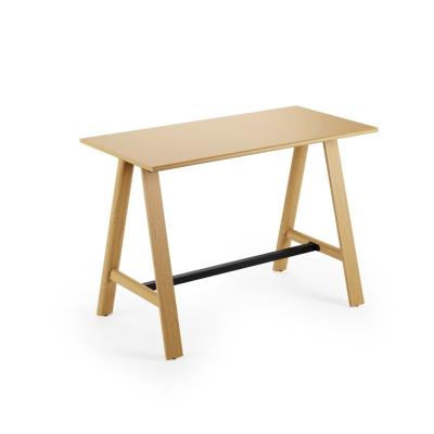 China Modern Wooden Bar Table With Metal Footrest For Restaurant Cafe Spaces for sale